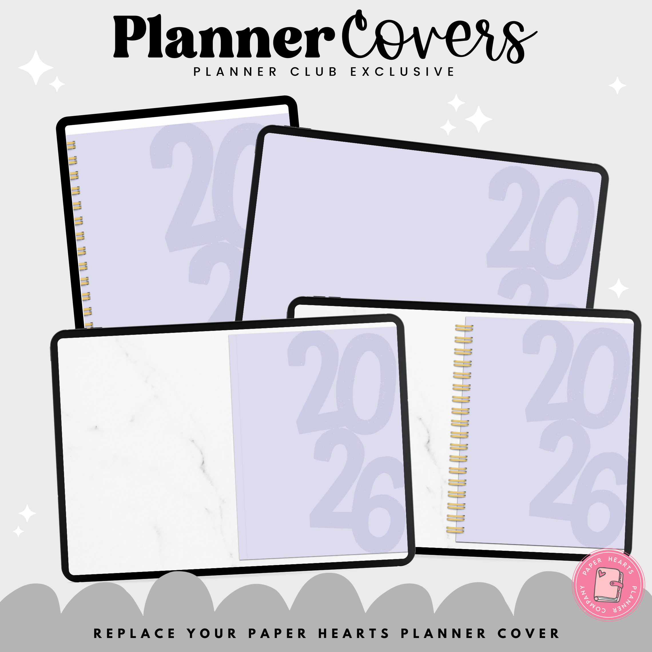 Purple Falling 2026 Cover - Planner Club Exclusive – Paper Hearts ...