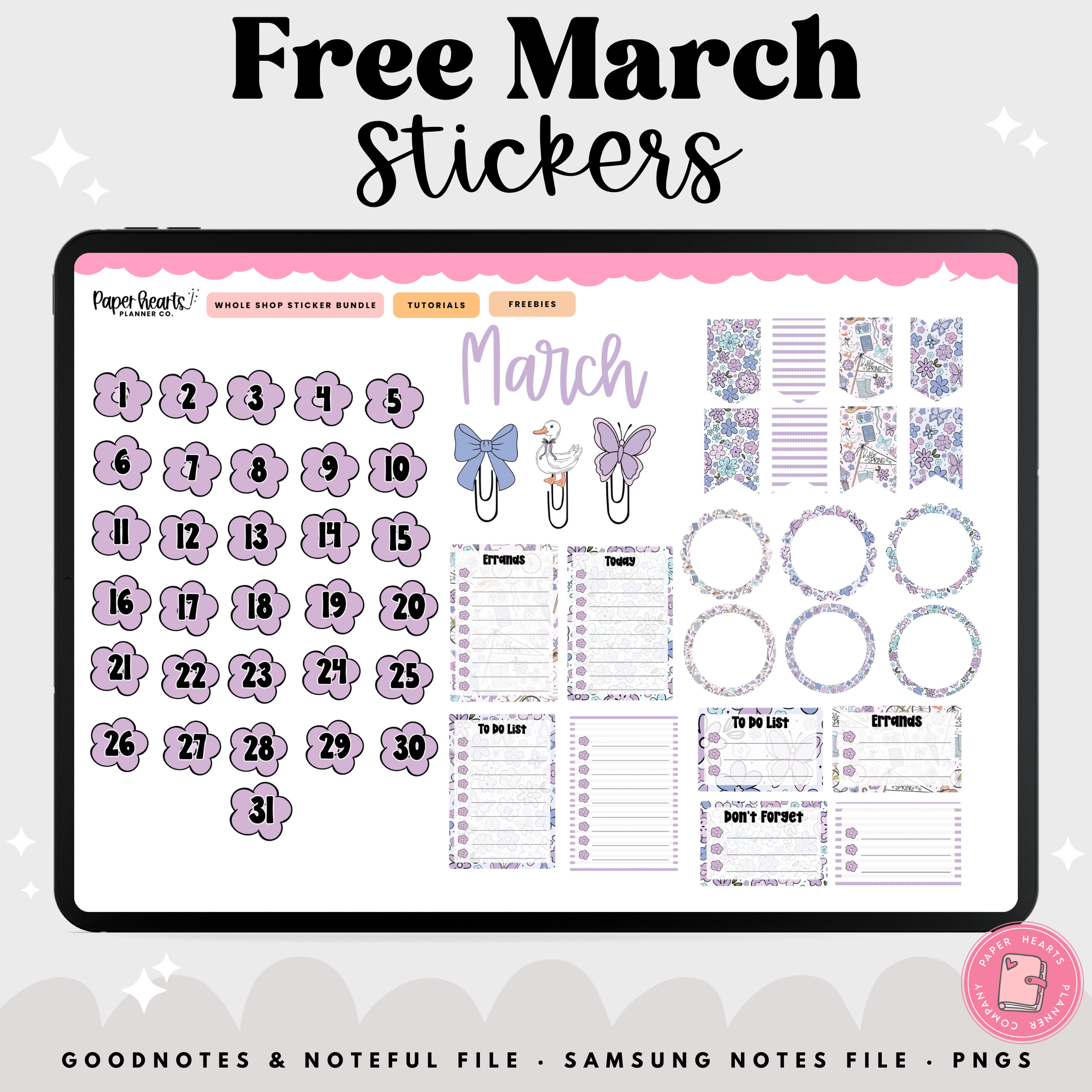 Free March Stickers – Paper Hearts Planner Co.