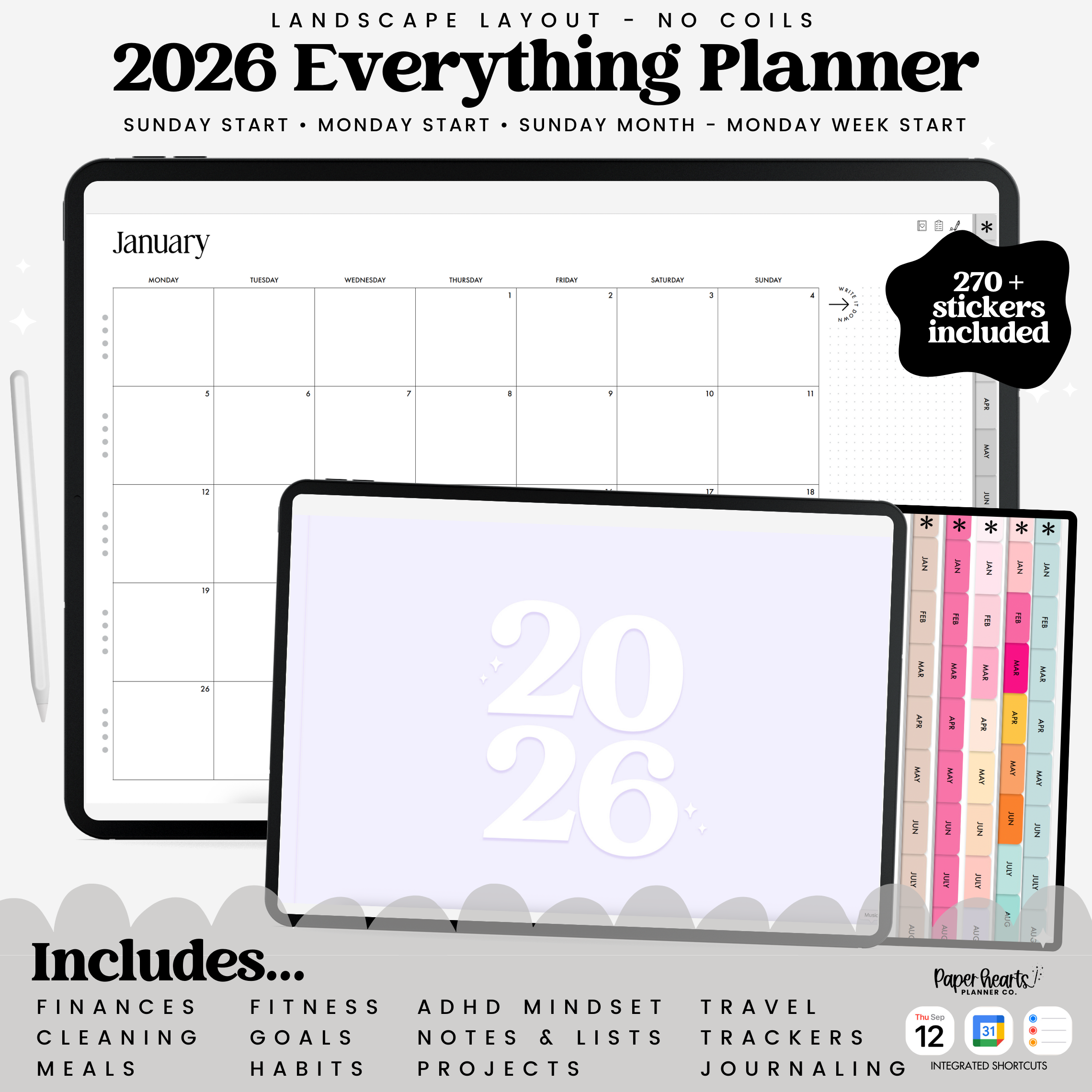 2026 Everything Planner No Coils – Paper Hearts Planner Co.