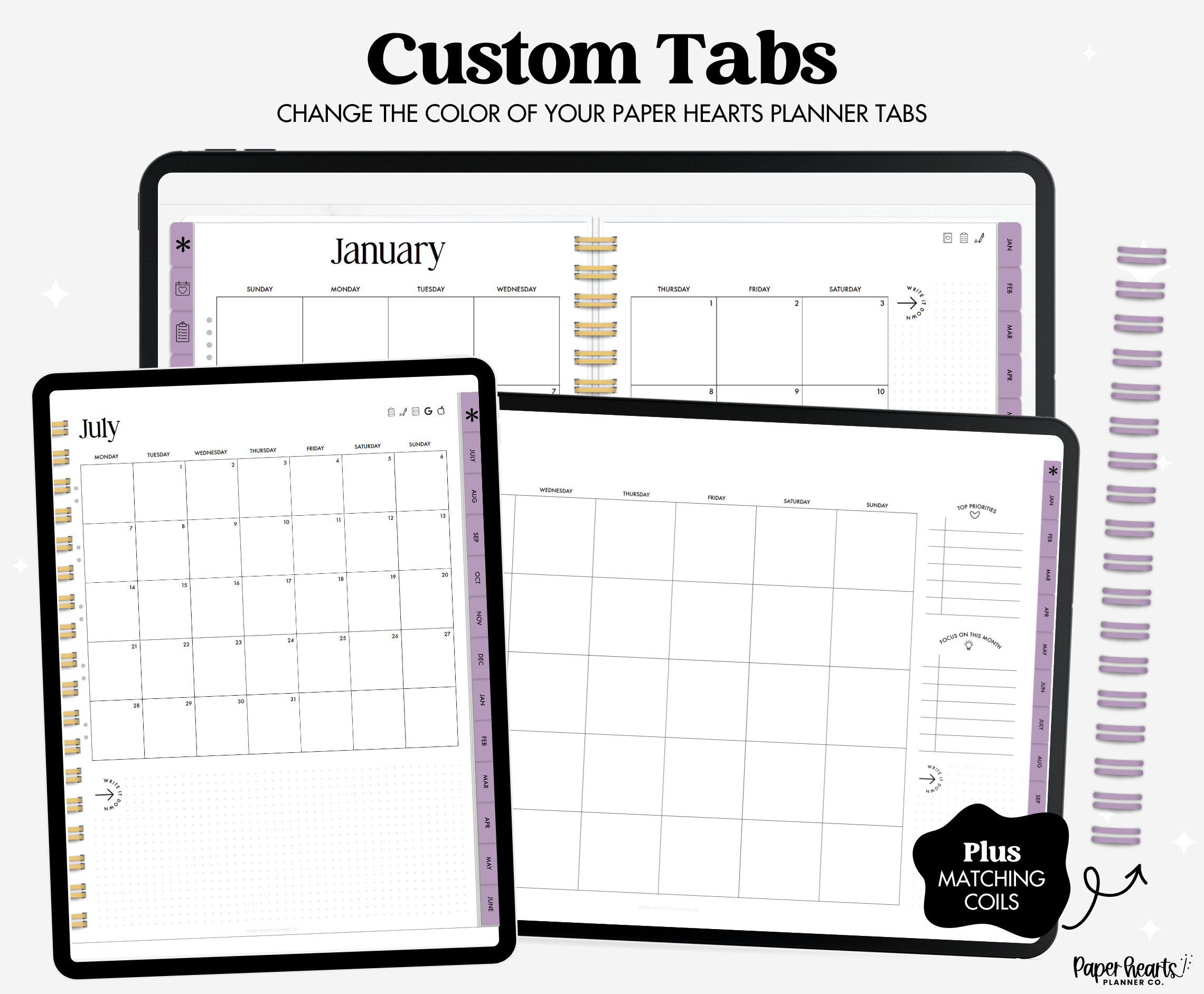 January 2026 Dark Purple Tabs – Paper Hearts Planner Co.