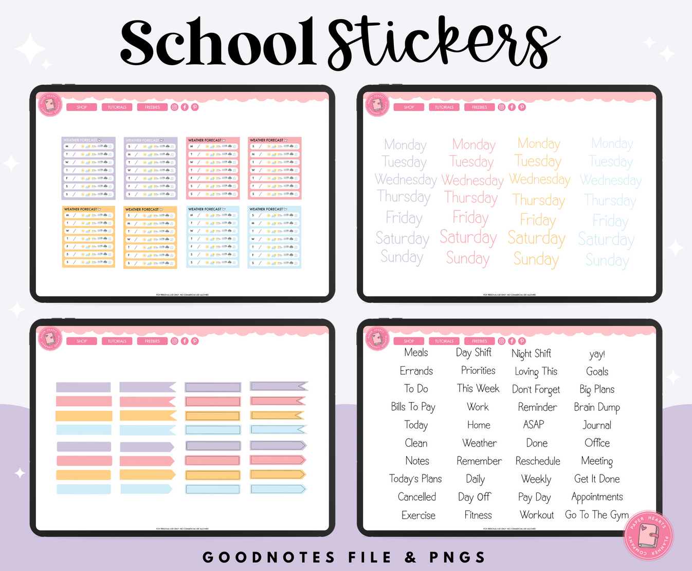 Back To School Pastel Stickers – Paper Hearts Planner Co.