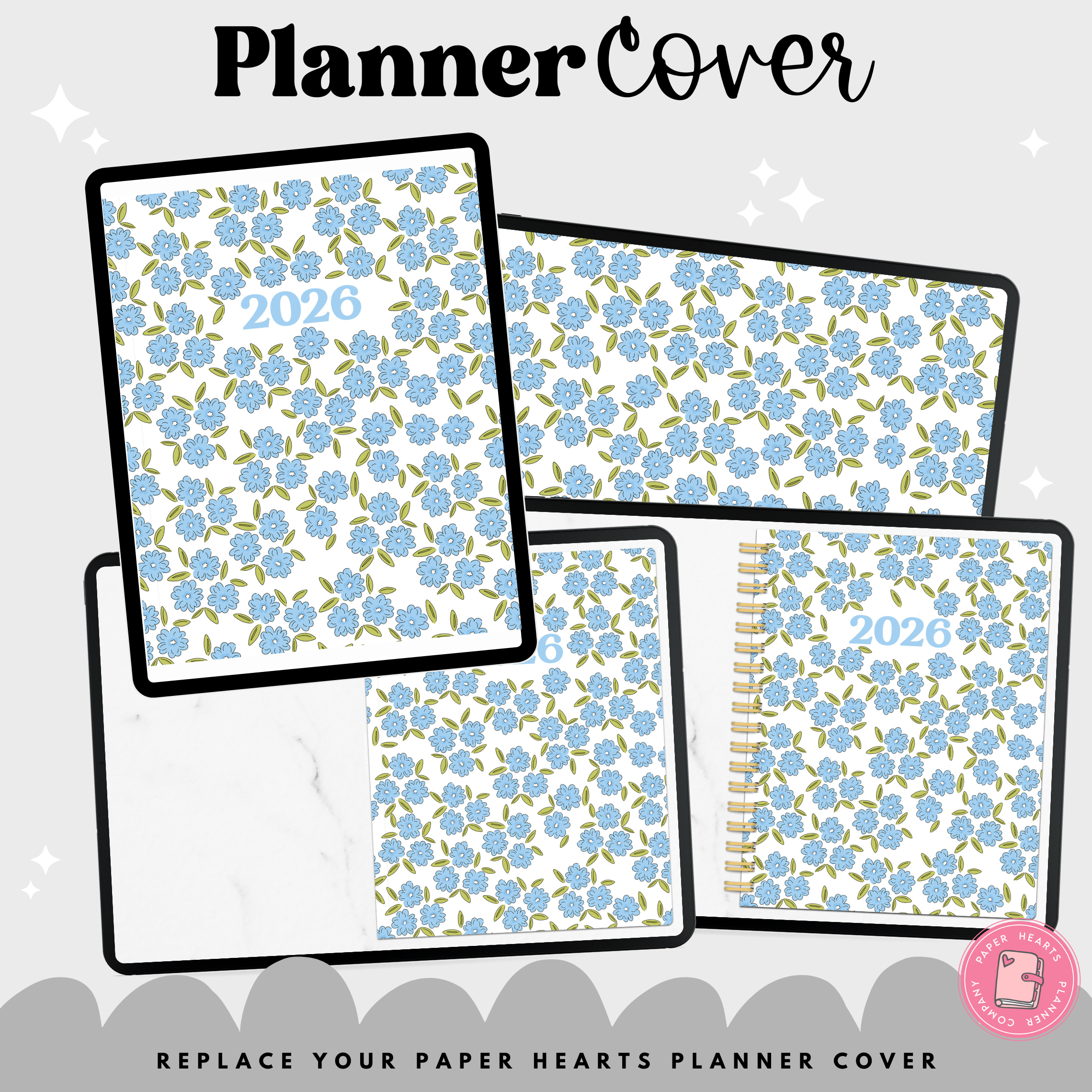 Blue Bouquet Covers – Paper Hearts Planner Co.