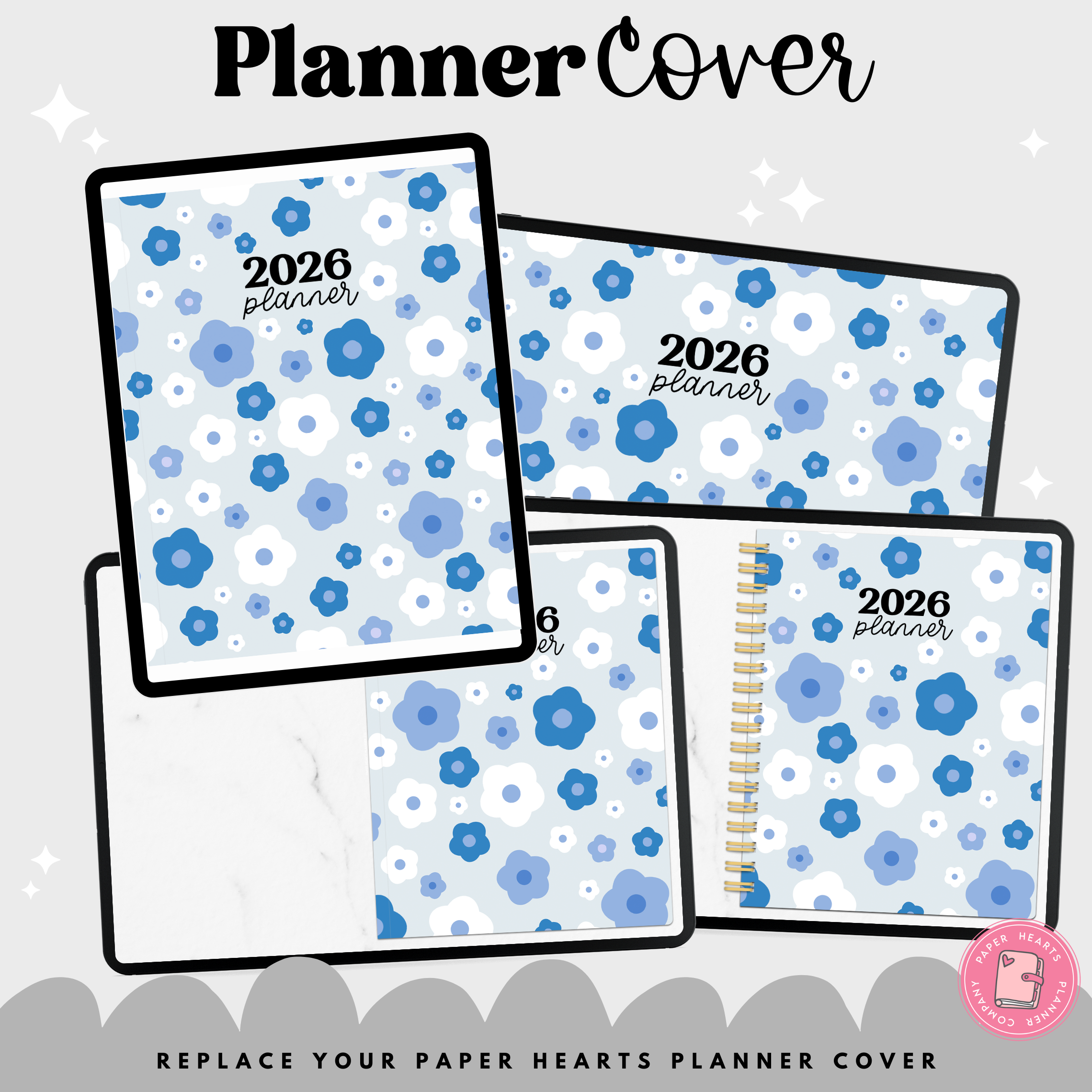 Blue Flowers Covers – Paper Hearts Planner Co.