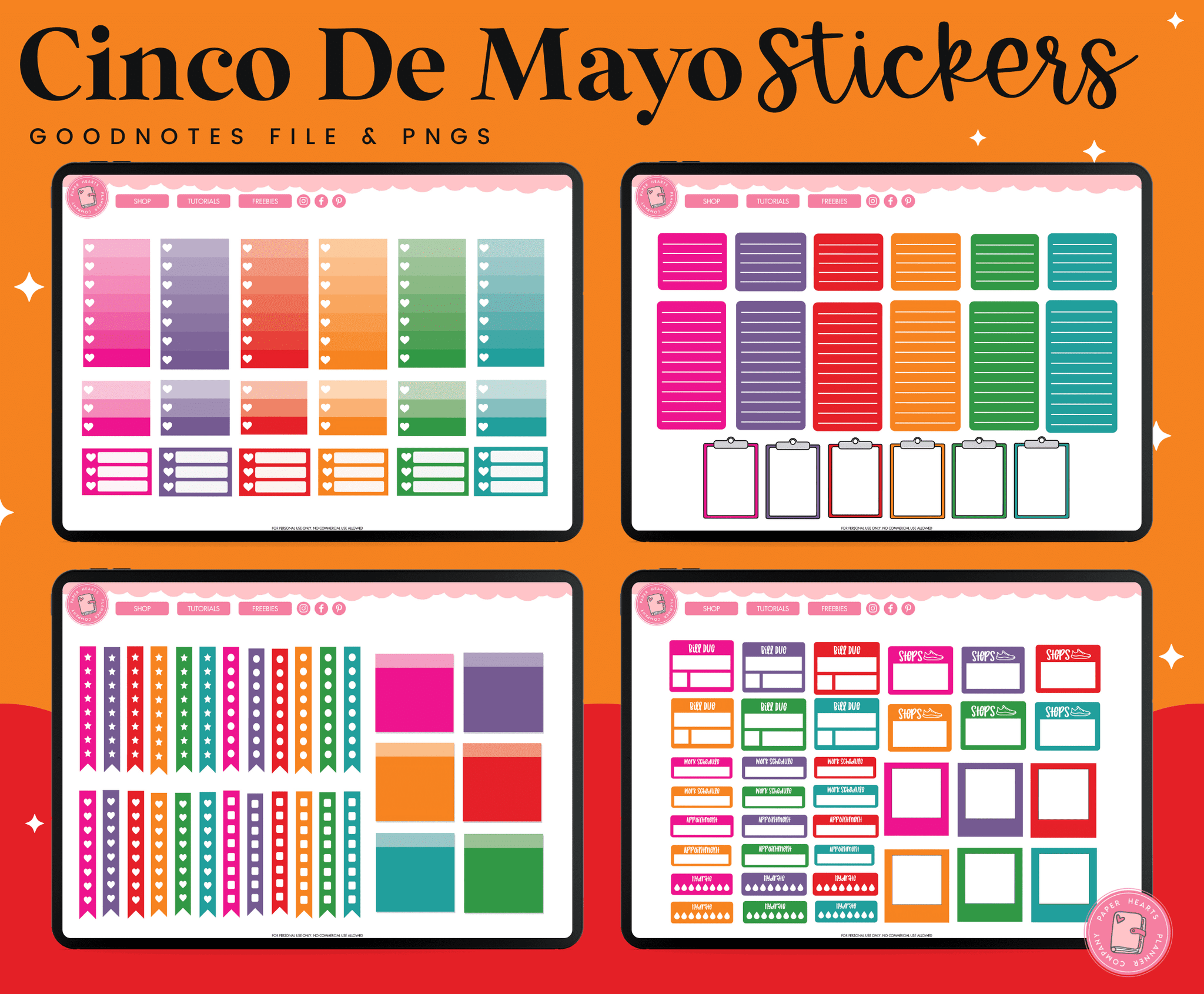 Cinco De Mayo Digital Stickers – Paper Hearts Planner Co.