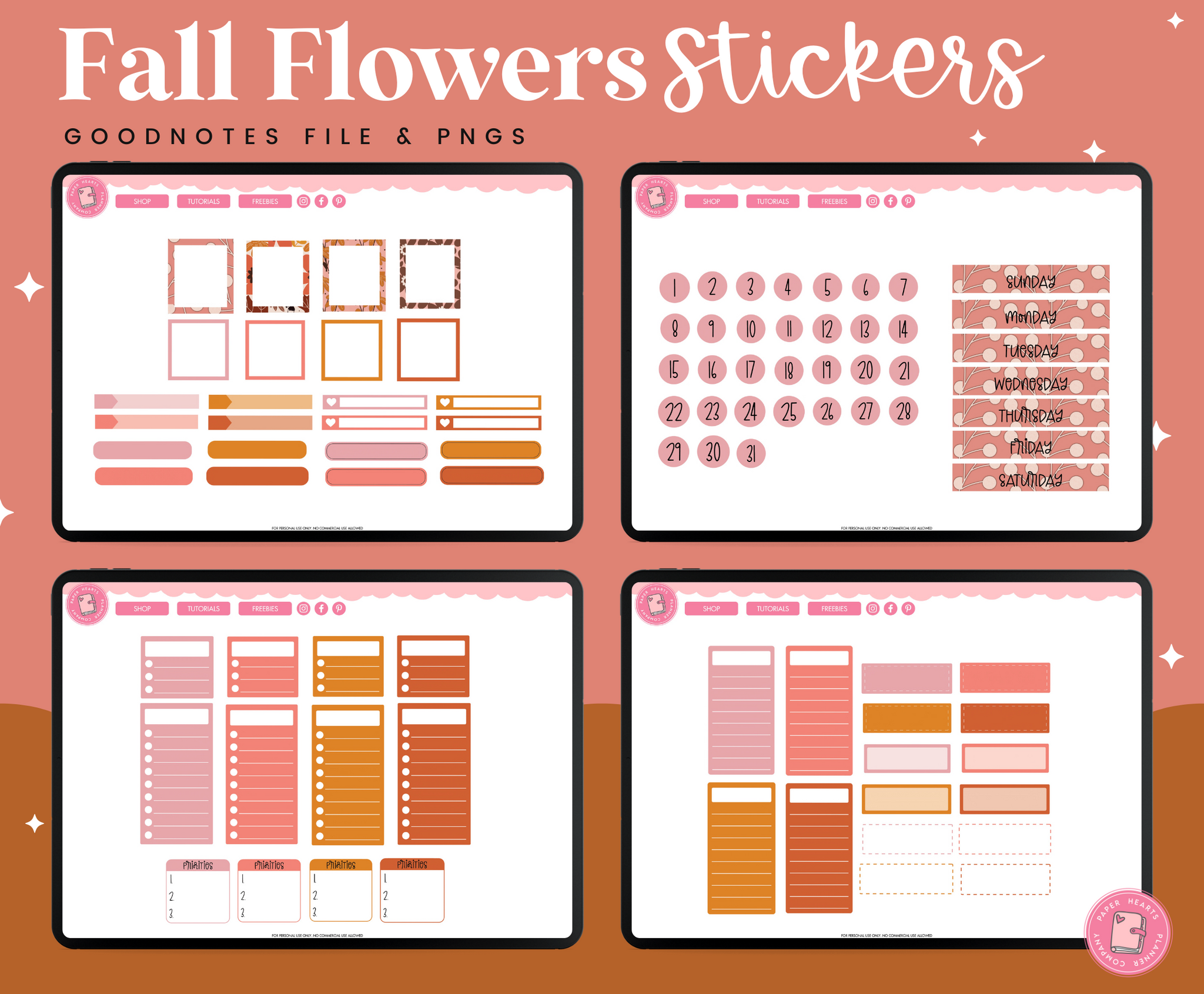 Fall Flowers Stickers – Paper Hearts Planner Co.