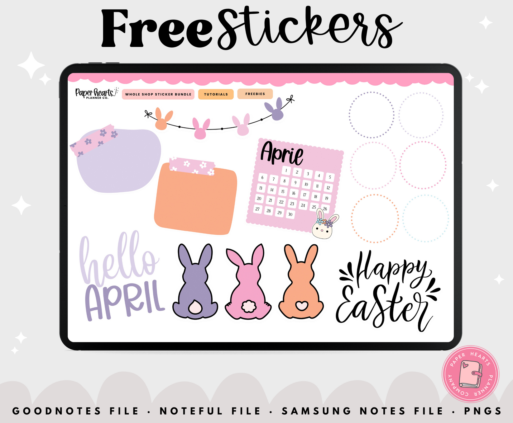 Free April Stickers 2025 – Paper Hearts Planner Co.