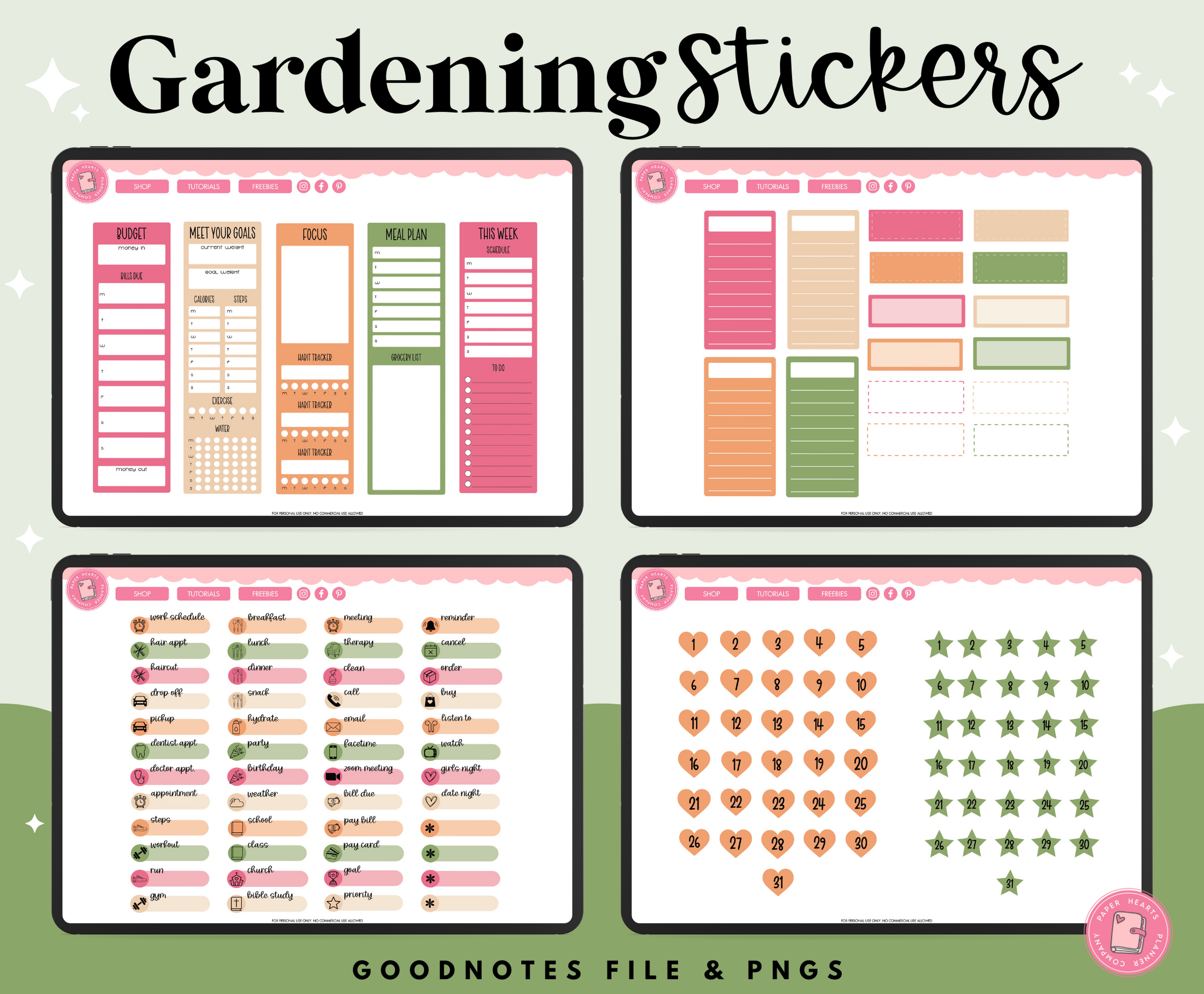 Gardening Stickers – Paper Hearts Planner Co.