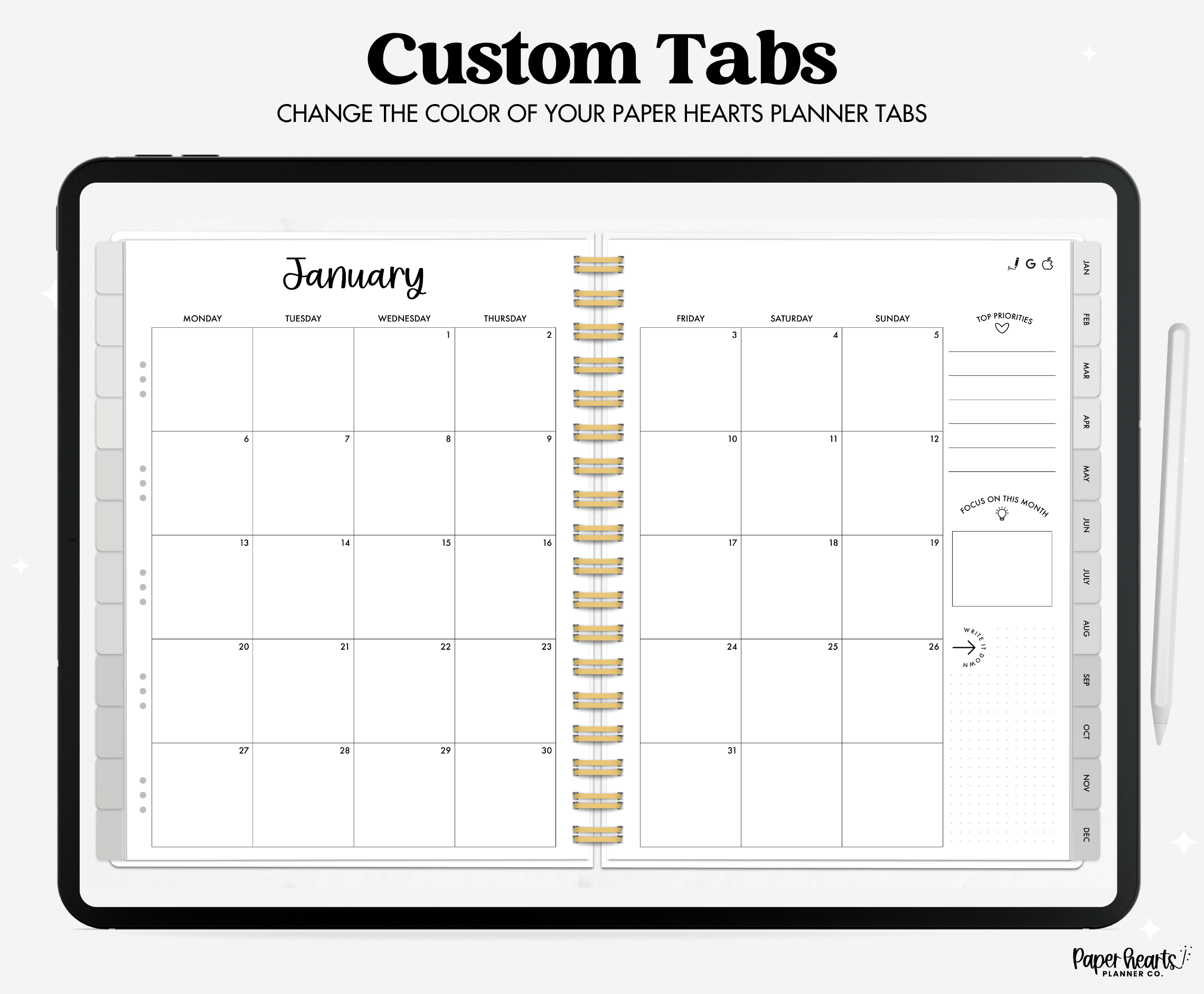 Gray Tabs – Paper Hearts Planner Co.