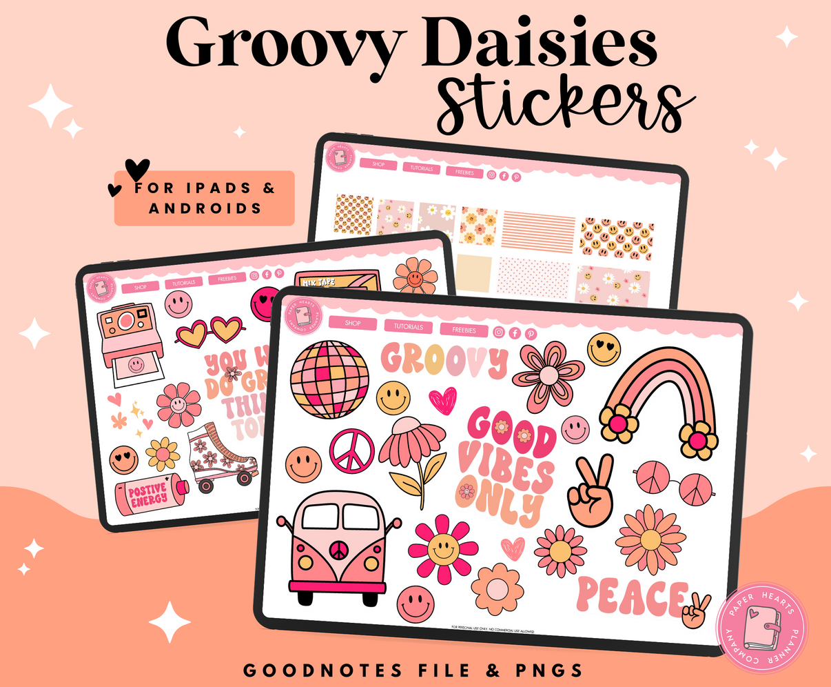 Groovy Daisies Stickers – Paper Hearts Planner Co.