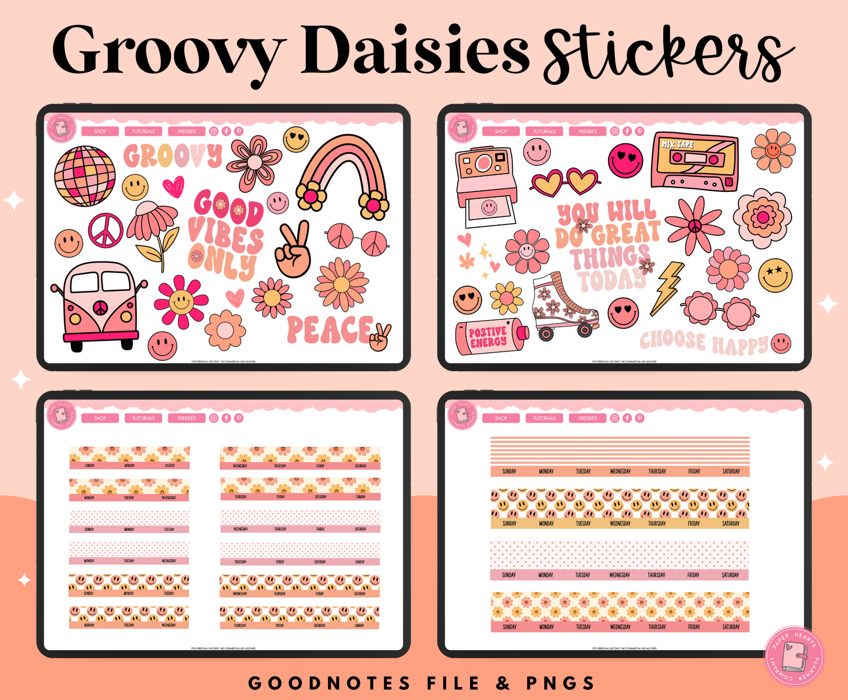 Groovy Daisies Stickers – Paper Hearts Planner Co.