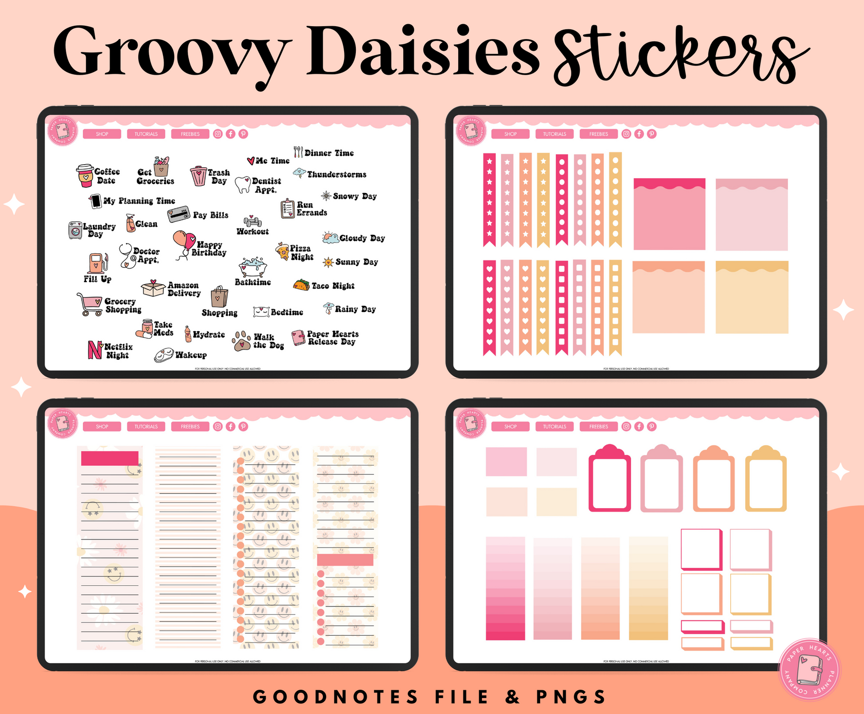 Groovy Daisies Stickers – Paper Hearts Planner Co.