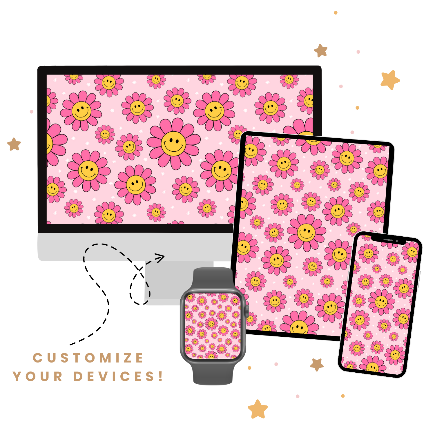 Groovy Smiley Faces Wallpaper Set – Paper Hearts Planner Co.