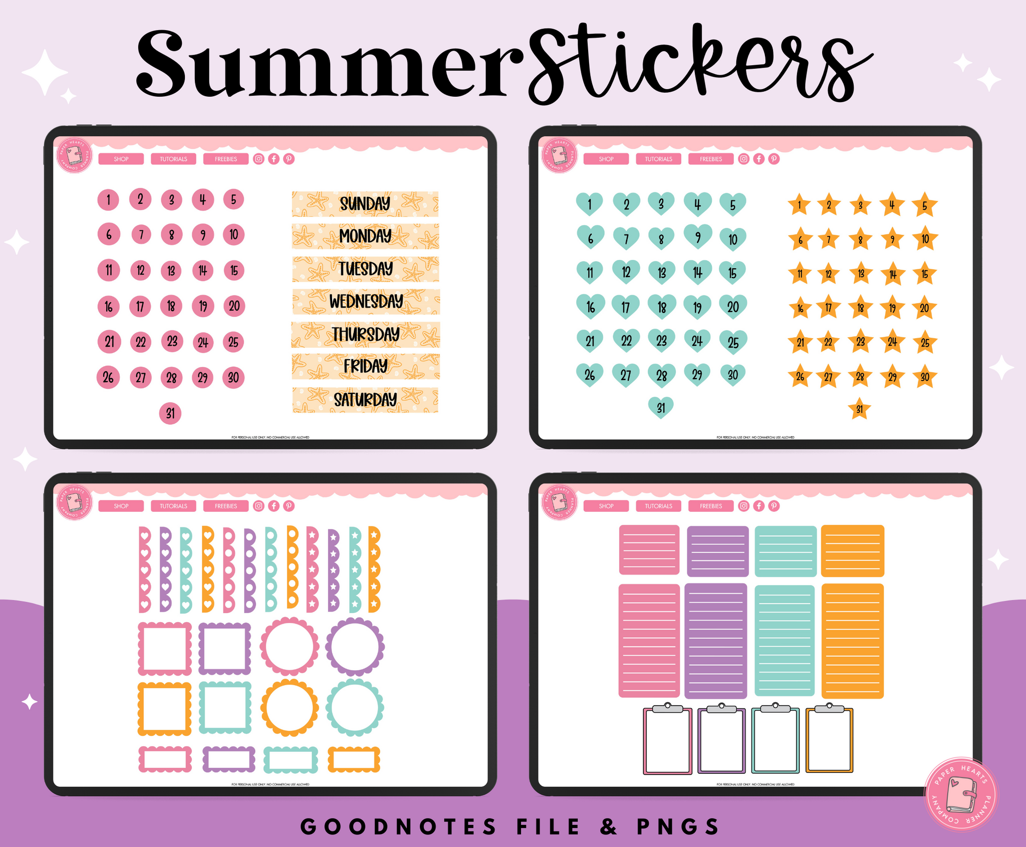 July Summer Stickers – Paper Hearts Planner Co.