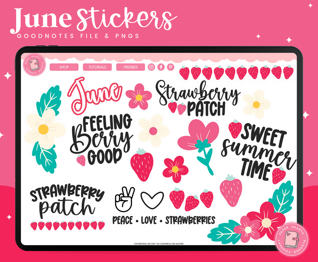 June Stickers 2023 Strawberry Patch – Paper Hearts Planner Co.