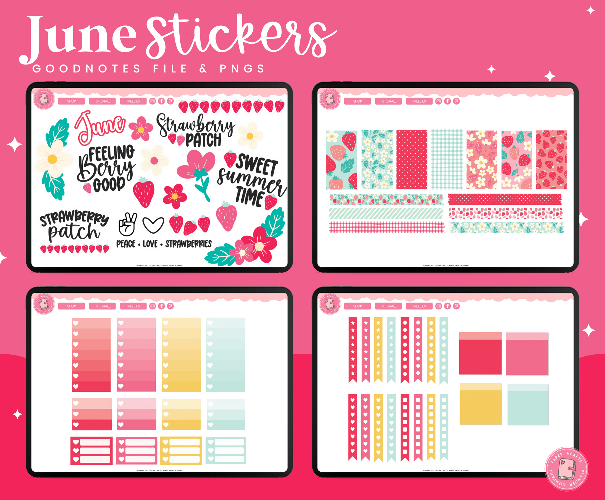 June Stickers 2023 Strawberry Patch – Paper Hearts Planner Co.
