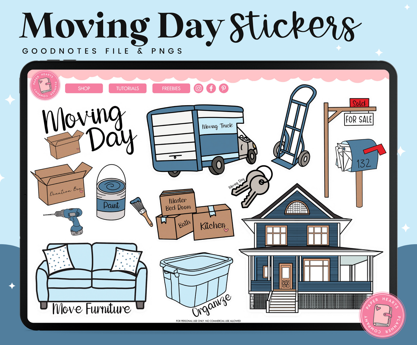 Moving Day Digital Stickers – Paper Hearts Planner Co.