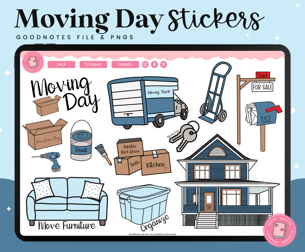 Moving Day Digital Stickers – Paper Hearts Planner Co.