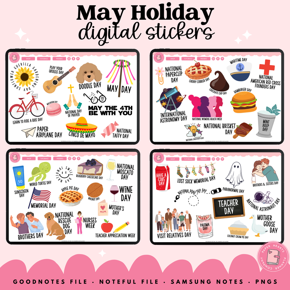 May Holidays Stickers – Paper Hearts Planner Co.