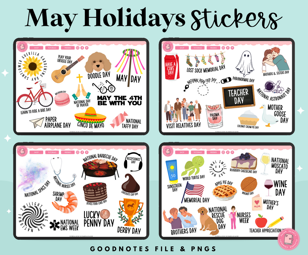May Holidays Stickers – Paper Hearts Planner Co.