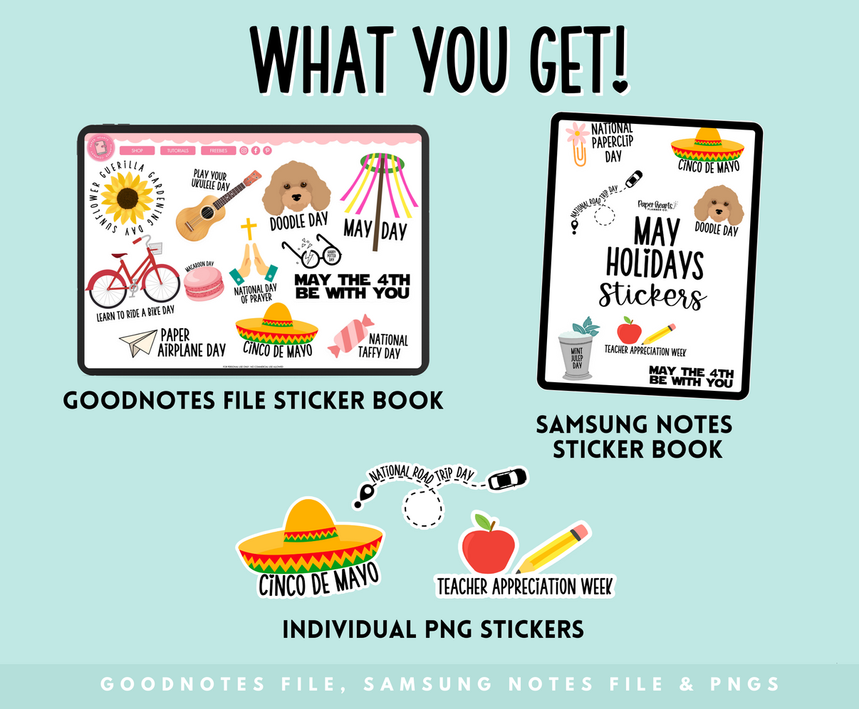 May Holidays Stickers – Paper Hearts Planner Co.