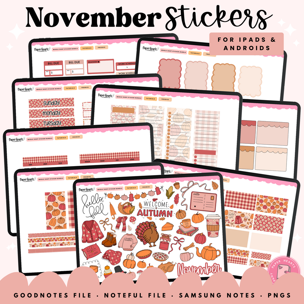 November Stickers 2025 – Paper Hearts Planner Co.
