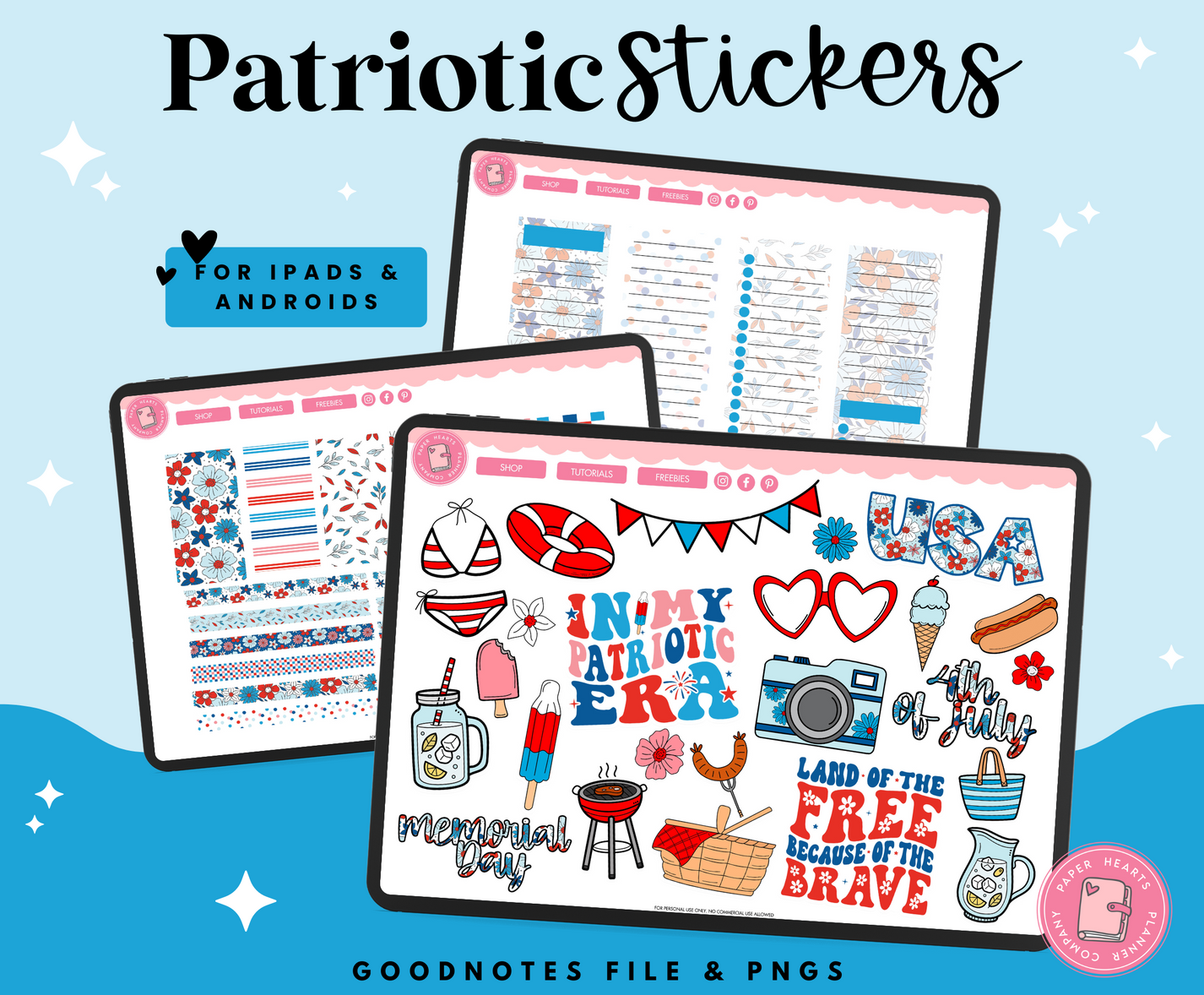 Patriotic Stickers – Paper Hearts Planner Co.