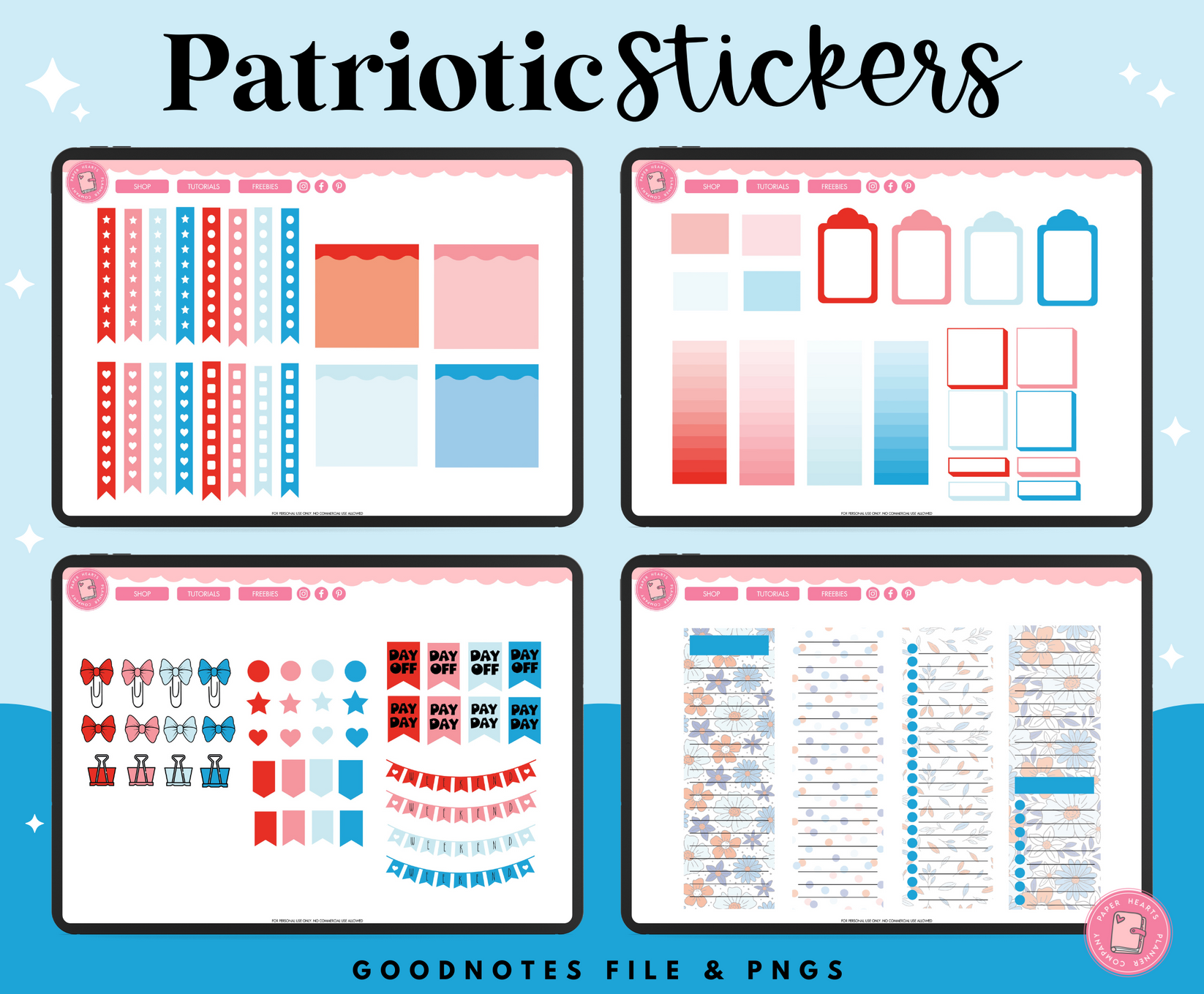 Patriotic Stickers – Paper Hearts Planner Co.