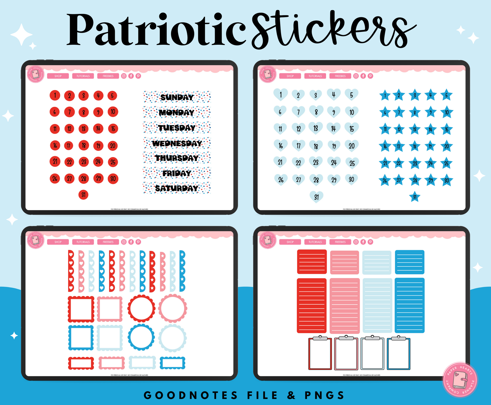 Patriotic Stickers – Paper Hearts Planner Co.