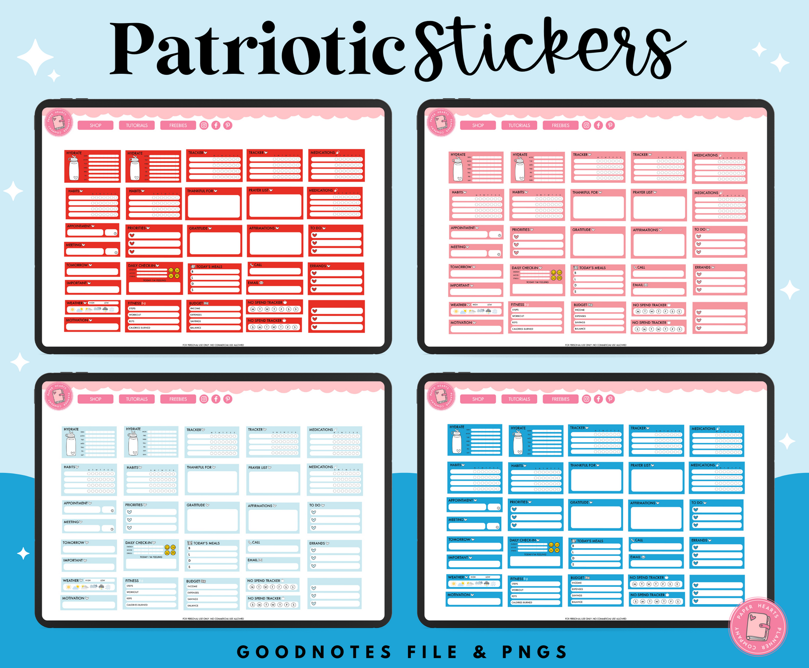 Patriotic Stickers – Paper Hearts Planner Co.
