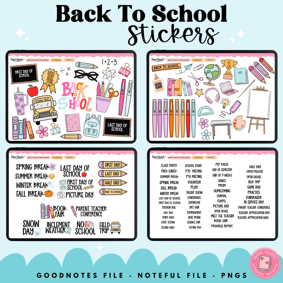 School Days Stickers – Paper Hearts Planner Co.