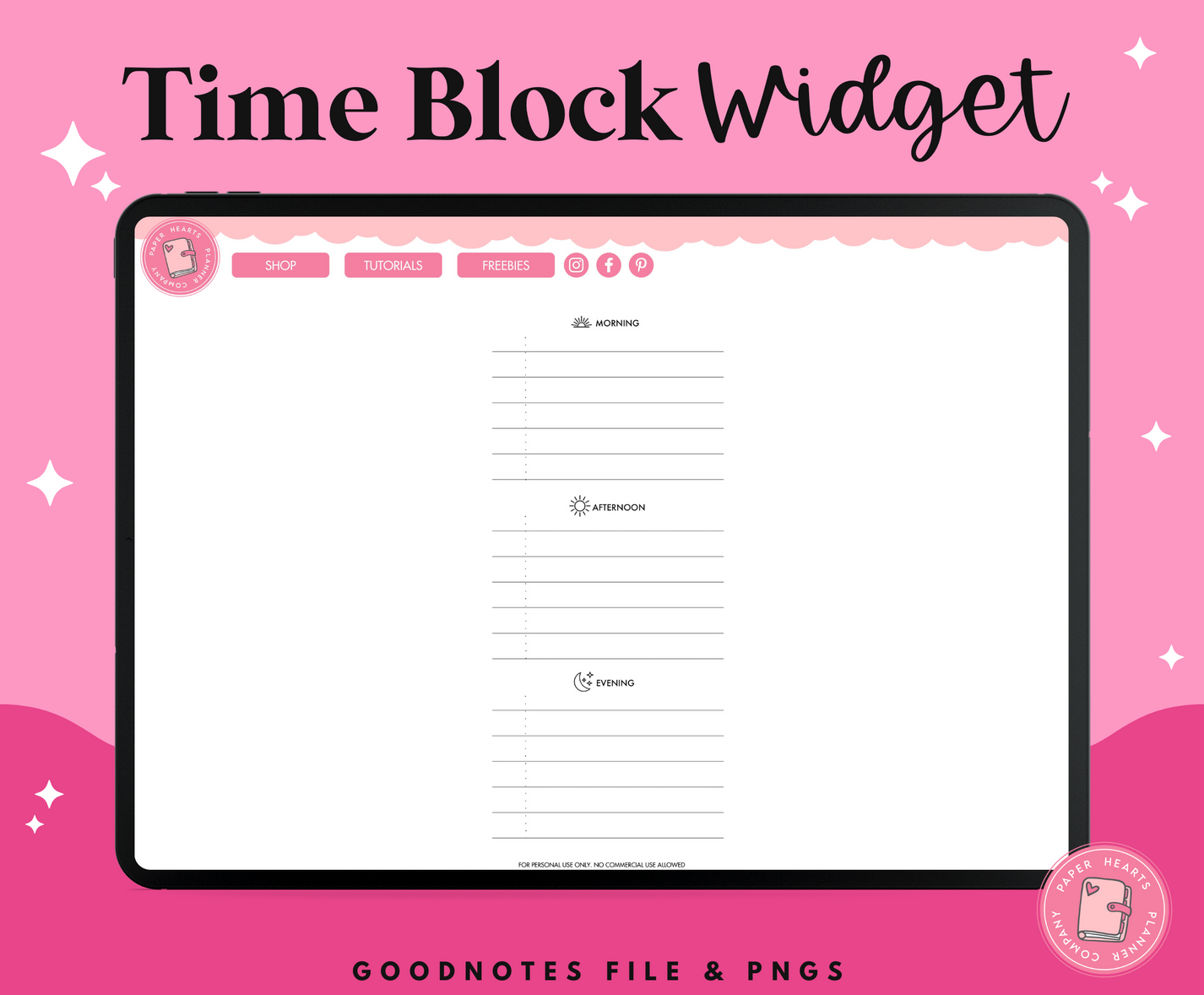 Time Block Widget – Paper Hearts Planner Co.