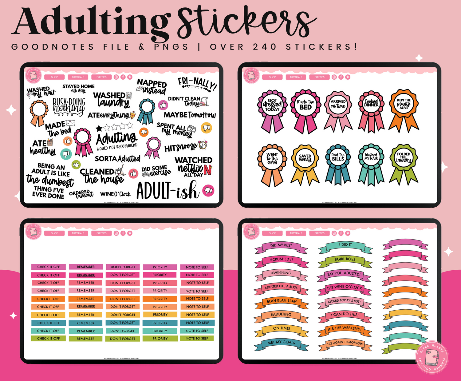 Adulting Digital Stickers – Paper Hearts Planner Co.
