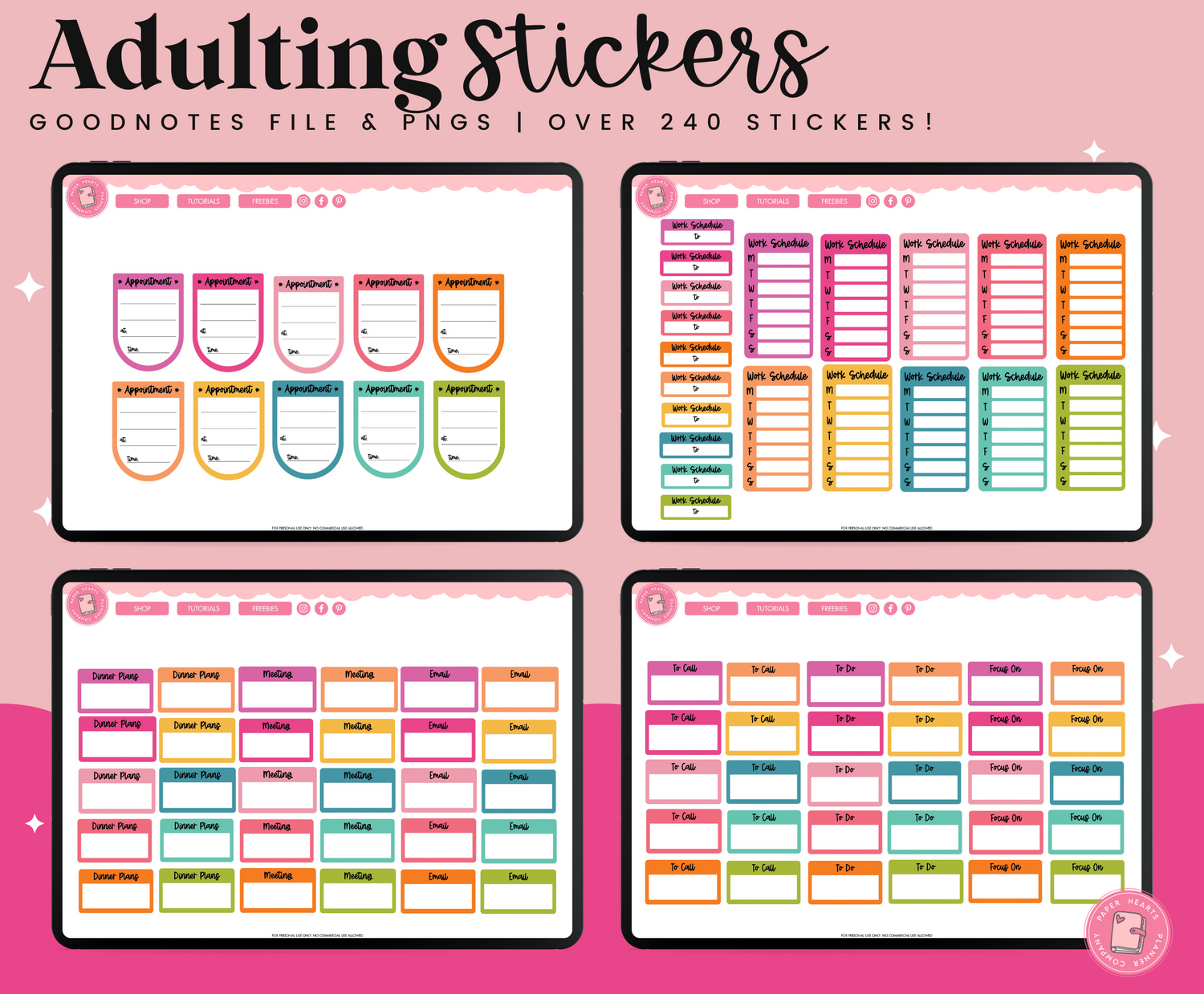 Adulting Digital Stickers – Paper Hearts Planner Co.