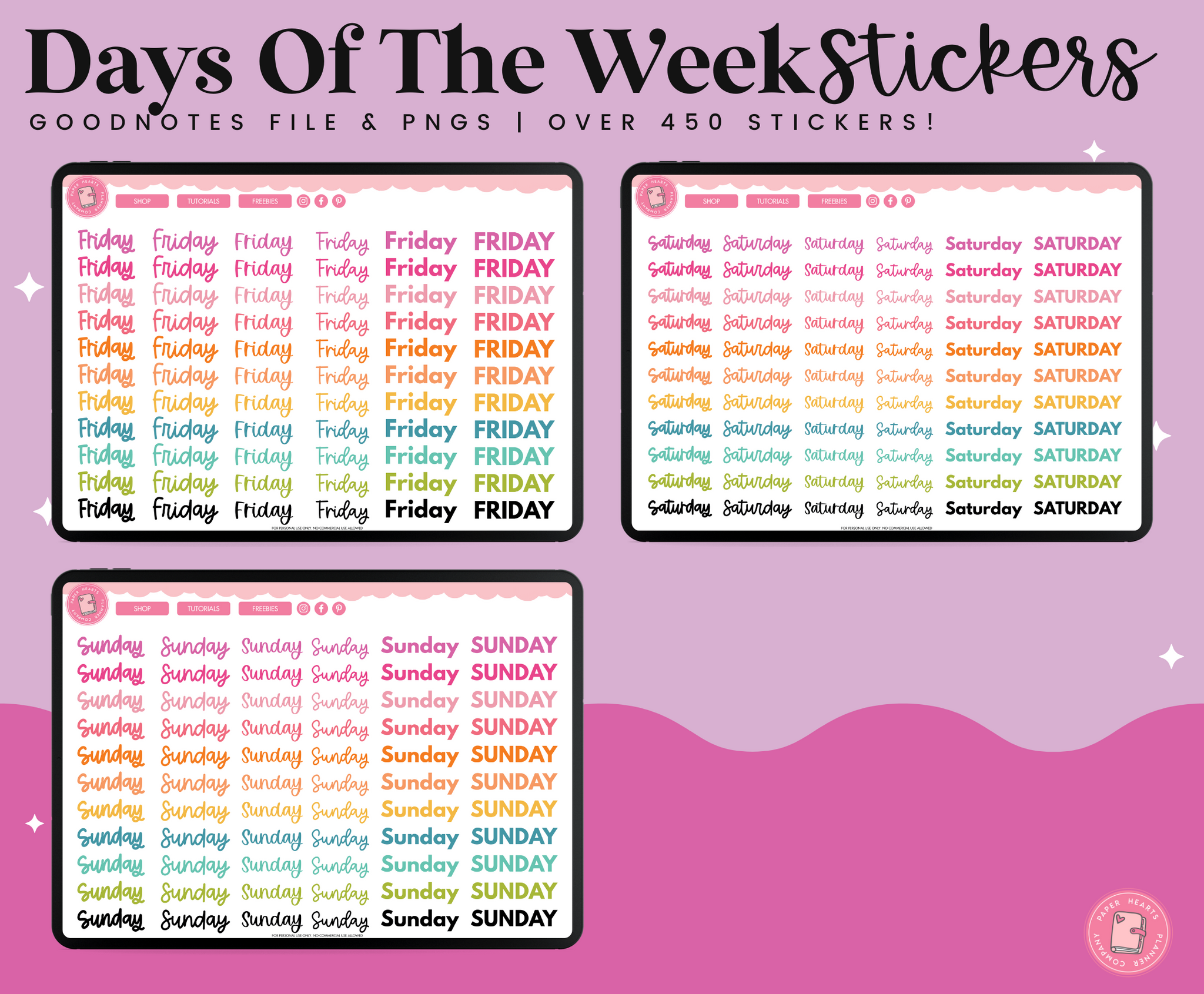 Days Of The Week Stickers – Paper Hearts Planner Co.