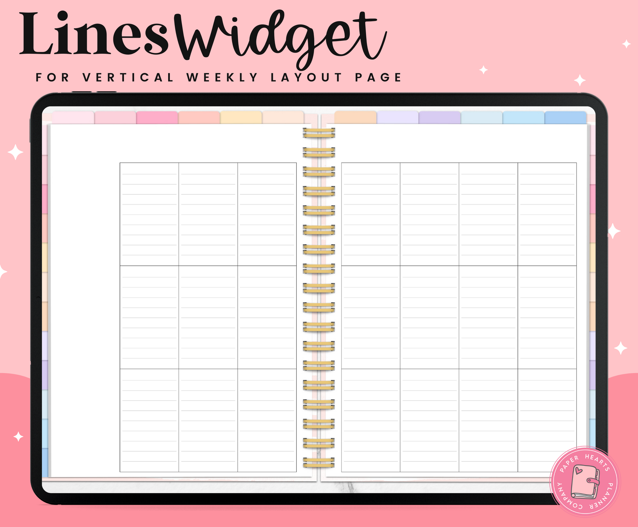 Transparent Lines Vertical Week Widget Layout – Paper Hearts Planner Co.